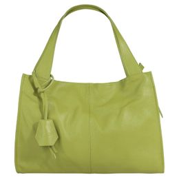 Shopper CLUTY, Damen, Gr. B/H/T: 40cm x 28cm x 11cm onesize, gr&uuml;n, Leder, leicht gl&auml;nzend, unifarben, Taschen Shopper, echt Leder, Made in Italy