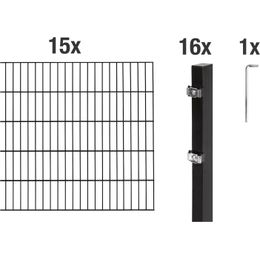 Doppelstabmattenzaun Alberts "Grundset", schwarz, H:120cm, Stahl, Zaunelemente, H&ouml;he: 80-200 cm, Gesamtl&auml;nge: 4-30 m, zum Einbetonieren