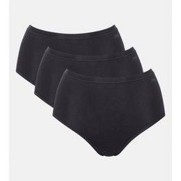High-Waist-Slip Sloggi "GO Daily Cotton", Damen, Gr. L, schwarz, Single Jersey, Obermaterial: 95% Baumwolle, 5% Elasthan, unifarben, k&ouml;rpernah, Unterhosen, Glanz-Effekt Details, hochgeschnittene Taille
