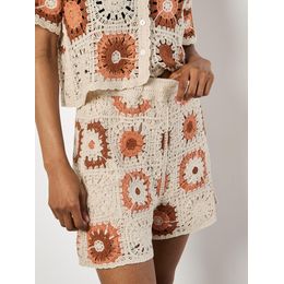 Shorts Apricot "Shorts", Damen, Gr. S (36), N-Gr, beige (stein), Obermaterial: 60% Baumwolle CO. 40% Polyacryl PAN., gemustert, normal, Hosen Shorts, im Quadratedesign