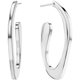 Paar Creolen Calvin Klein "HARMONIOUS CONNECTION", silber (edelstahlfarben, wei&szlig;, wei&szlig;), Ohrringe, Damen, Edelstahl, mit Glasstein