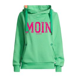 Kapuzenpullover SALZHAUT "Hoodie S&Uuml;NN - MOIN", Damen, Gr. XS, gr&uuml;n (apple gr&uuml;n, neon pink), Obermaterial: 55% Baumwolle CO. 45% Polyester PES., Pullover Kapuzenpullover