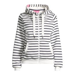 Sweatjacke SALZHAUT "Sweatjacke S&Ouml;&Ouml;TE - RINGEL", Damen, Gr. L, blau (navy sanftes wei&szlig;), Obermaterial: 55% Baumwolle CO. 45% Polyester PES., Sweatjacken Sweatjacke