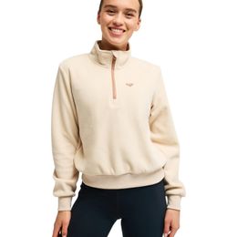Fleecepullover Roxy "Waves Of Warmth Half Zip", Damen, Gr. L, biscotti, Obermaterial: 100% Polyester., Sweatshirts Fleecepullover