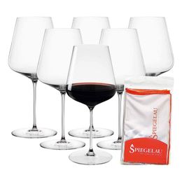 Rotweinglas Spiegelau "Bordeauxgl&auml;ser + Poliertuch Definition 750 ml 6er Set transparent", bunt (transparent), Glas, Trinkgef&auml;&szlig;e, Rotweinglas