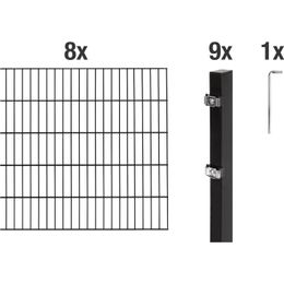 Doppelstabmattenzaun Alberts "Grundset", schwarz, H:140cm, Stahl, Zaunelemente, H&ouml;he: 80-200 cm, Gesamtl&auml;nge: 4-30 m, zum Einbetonieren