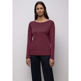 Langarmshirt Street One, Damen, Gr. 36, truffle rot, Web, 50% Baumwolle, 50% Modal, unifarben, normal normal, U-Boot-Ausschnitt, abgesteppt, Shirts Langarmshirt, mit U-Boot-Ausschnitt