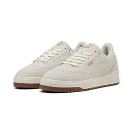 Sneaker Puma "SHUFFLE DOWNTOWN SD", Damen, Gr. 39, wei&szlig; (warm wei&szlig;, vapor gray, Puma gold), Leder, Schuhe Sneaker, Obermaterial aus Leder, leicht profilierte Gummilaufsohle