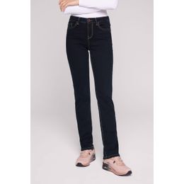 Regular-fit-Jeans SOCCX, Damen, Gr. 28, L&auml;nge 36, blau, Denim/Jeans, Material: 89% Baumwolle, 9% Polyester, 2% Elasthan, Zusatz: Enth&auml;lt nichttextile Teile tierischen Ursprungs (Badge), Abriebeffekte, regular fit, Jeans, mit Stretch-Anteil