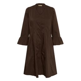 Midikleid Culture "Kleid CUdaiva", Damen, Gr. S, N-Gr, braun (coffee bean), Obermaterial: 65% Baumwolle CO. 33% Polyester PES. 2% Elasthan EL., Kleider Midikleid