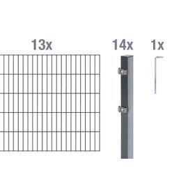 Doppelstabmattenzaun Alberts "Grundset", anthrazit, H:80cm, Stahl, Zaunelemente, H&ouml;he: 80-200 cm, Gesamtl&auml;nge: 4-30 m, zum Einbetonieren