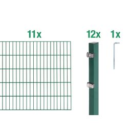 Doppelstabmattenzaun Alberts "Grundset", gr&uuml;n, H:180cm, Stahl, Zaunelemente, H&ouml;he: 80-200 cm, Gesamtl&auml;nge: 4-30 m, zum Einbetonieren