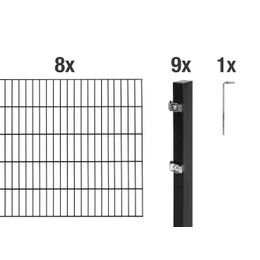 Doppelstabmattenzaun Alberts "Grundset", schwarz, H:100cm, Stahl, Zaunelemente, H&ouml;he: 80-200 cm, Gesamtl&auml;nge: 4-30 m, zum Einbetonieren