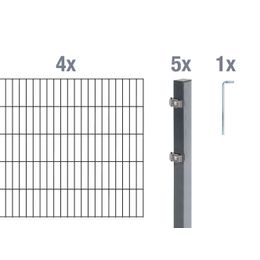 Doppelstabmattenzaun Alberts "Grundset", anthrazit, H:160cm, Stahl, Zaunelemente, H&ouml;he: 80-200 cm, Gesamtl&auml;nge: 4-30 m, zum Einbetonieren