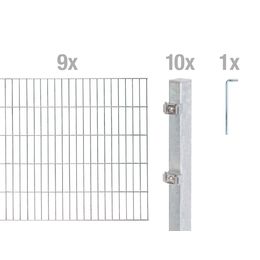 Doppelstabmattenzaun Alberts "Grundset", silberfarben, H:80cm, Stahl, Zaunelemente, H&ouml;he: 80-200 cm, Gesamtl&auml;nge: 4-30 m, zum Einbetonieren