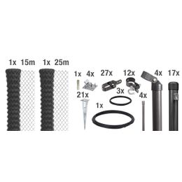 Maschendrahtzaun Alberts, anthrazit, metallic, mit bodenh&uuml;lse, H:125cm, Stahl, Zaunelemente, verschiedene Abmessungen, mit oder ohne Bodenh&uuml;lse