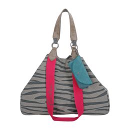 Henkeltasche Fritzi aus Preussen "Izzy", Damen, Gr. B/H/T: 16cm x 36cm x 50cm, grau (grau, rot), Baumwolle, unifarben, Taschen, aus veganen Materialien