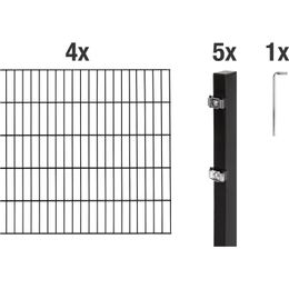 Doppelstabmattenzaun Alberts "Grundset", schwarz, H:140cm, Stahl, Zaunelemente, H&ouml;he: 80-200 cm, Gesamtl&auml;nge: 4-30 m, zum Einbetonieren