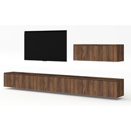 WOHNWAND Loriano IV Nussbaum Warmia 300/68/32 cm Anbauwand