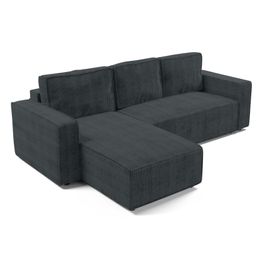ECKSOFA L Form Aydin Grau 258/169/85 cm Cord Universal mit Schlaffunktion