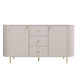 SIDEBOARD Halay Beige, 2 T&uuml;ren & 3 Schubladen Moderne Rillenstruktur 164,6 cm