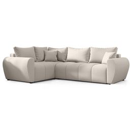 ECKSOFA L Form Malatya MAX Beige 246/145/80 cm stilvolle mit Schlaffunktion L