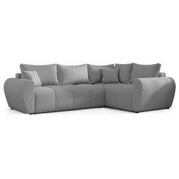 ECKSOFA L Form Malatya MAX Hellgrau 246/145/80 cm stilvolle mit Schlaffunktion R