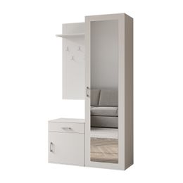 GARDEROBENSCHRANK Magnola Wei&szlig; 100/180,5/35 cm &ndash; Modern, mit Spiegel und viel Stauraum