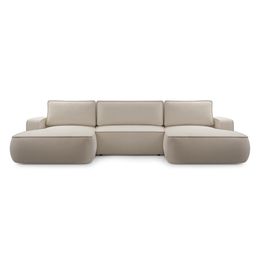 WOHNLANDSCHAFT Ablia Beige 364/168/87 cm mit Schlaffunktion