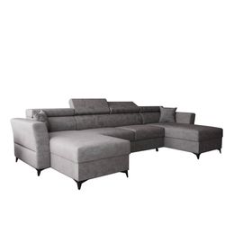 WOHNLANDSCHAFT Ribella Grau 345/180/100 cm mit Schlaffunktion