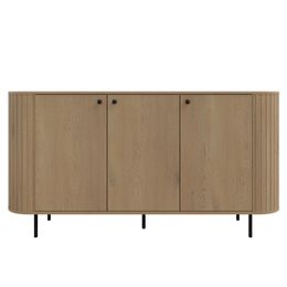 SIDEBOARD Halay Eiche Cremona, 3 T&uuml;ren Moderne Rillenstruktur 164,6 cm, mit runden Kanten