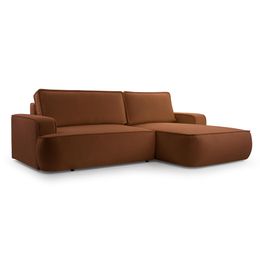 ECKSOFA L Form Ablia Ziegelrot 267/168/87 cm mit Schlaffunktion R