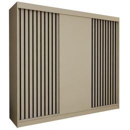 SCHWEBET&Uuml;RENSCHRANK Cabinio Beige Schwarz 240/216/61 cm &ndash; Modern, mit Lamellen
