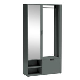 GARDEROBENSCHRANK Milanoir Stone Green 100/189,4/33 cm - Modern mit Spiegel