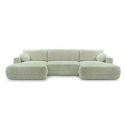 WOHNLANDSCHAFT Peoni Salbeigr&uuml;n 364/168/87 cm mit Schlaffunktion