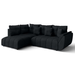 ECKSOFA L Form Corleone Schwarz 268/192/96 cm mit Schlaffunktion