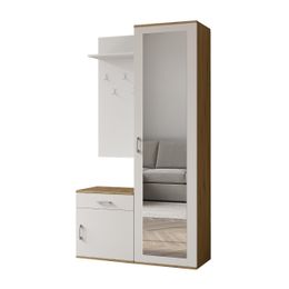 GARDEROBENSCHRANK Magnola Artisan Wei&szlig; 100/180,5/35 cm &ndash; Modern, mit Spiegel und viel Stauraum