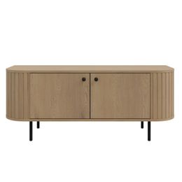 LOWBOARD Halay Eiche Cremona, 2 T&uuml;ren Moderne Rillenstruktur 123 cm, mit runden Kanten