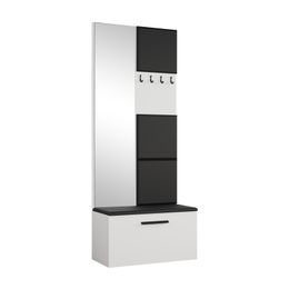 GARDEROBENSCHRANK Rosanno III Wei&szlig; 80,6/204/40 cm &ndash; Modern, mit Spiegel und Kleiderhaken