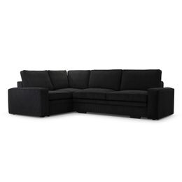 ECKSOFA L Form Treville Schwarz 296/196/94 cm &ndash;Links, mit Bettkasten und Schlaffunktion