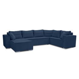 WOHNLANDSCHAFT Lovere U Blau 314/217/90 cm &ndash; mit Schlaffunktion und Bettkasten