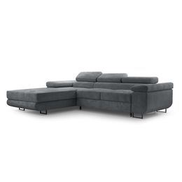 ECKSOFA L Form Arborio Dunkelgrau 280/203/90 cm Links mit Schlaffunktion