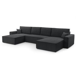 WOHNLANDSCHAFT Cedria Dunkelgrau 389/145/85 cm mit Schlaffunktion