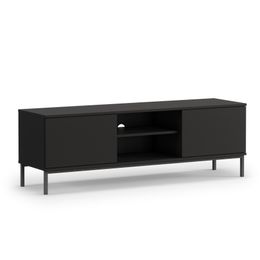 LOWBOARD Queba 2T Schwarz 150/50/41 cm &ndash; schwarzer TV Schrank breit