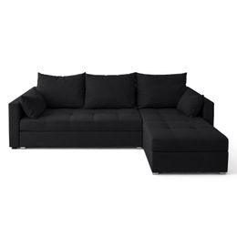 ECKSOFA Universelle L Form Elif Schwarz 220/140/85 cm stilvolle mit Schlaffunktion