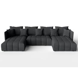 WOHNLANDSCHAFT Veliro U Dunkelgrau 353/180/83 cm mit Schlaffunktion und Bettkasten