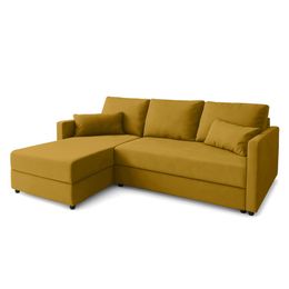 ECKSOFA L Form Dolceo Gelb 226/140/78 cm &ndash; Schlaffunktion Universell Rechts Links