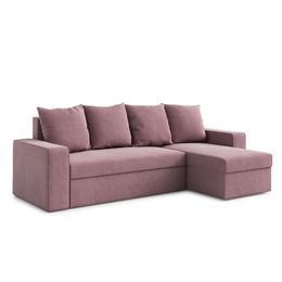ECKSOFA L Form Climpy Rosa 242/145/98 cm &ndash; mit Schlaffunktion und Bettkasten