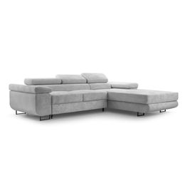 ECKSOFA L Form Arborio Hellgrau 280/203/90 cm Rechts mit Schlaffunktion