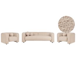 Beliani 5-SITZER-SOFA SET Boucl&eacute; beige Leiren